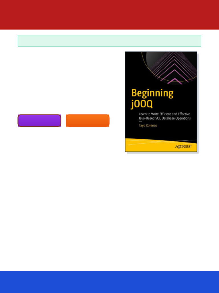 Beginning jOOQ Learn To Write Efficient and Effective Java Based SQL Database Operations 1st ...