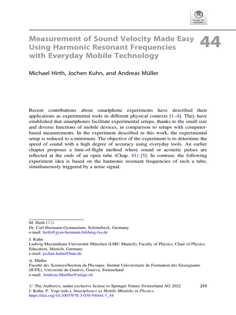 Measure Sound Velocity with Smartphones | PDF | Frequency | Sound