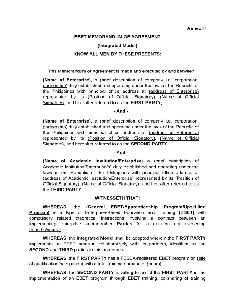MOA Template - Integrated Model | PDF | Justice | Crime & Violence