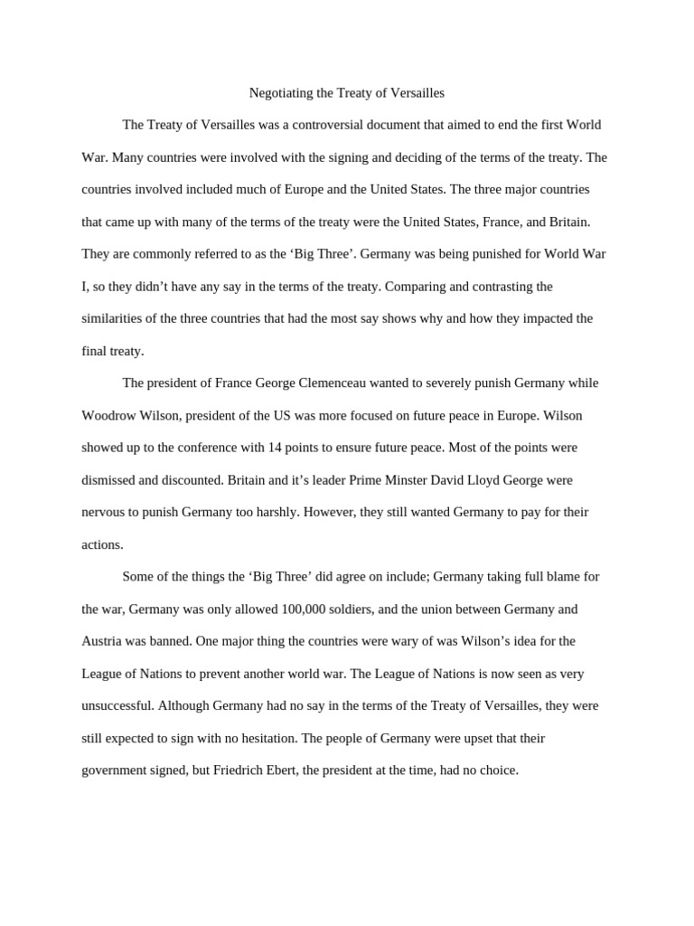 Treaty of Versailles: Key Negotiations Explained | PDF | Treaty Of ...