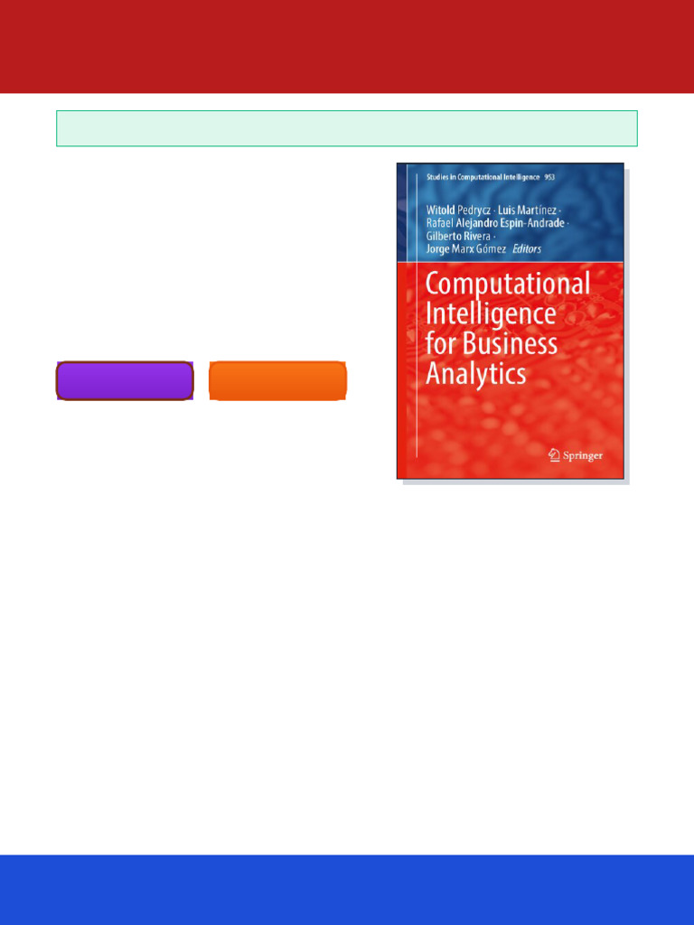 Computational Intelligence for Business Analytics Witold Pedrycz Luis Martínez Rafael Alejandro ...