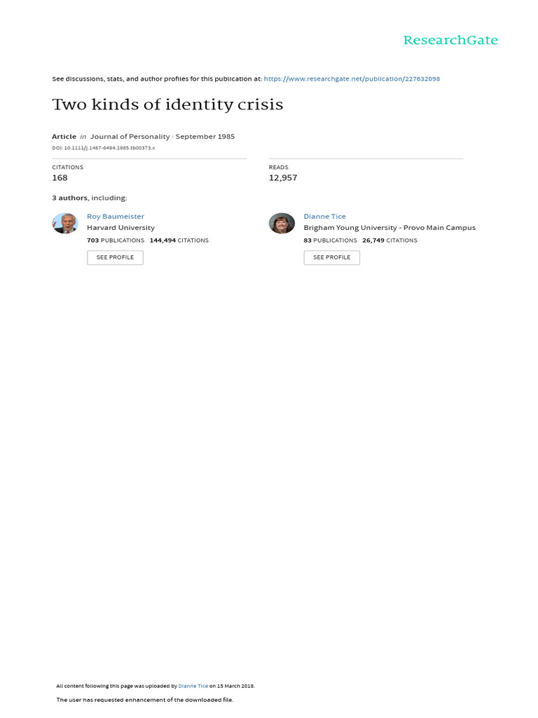 Two Kinds of Identity Crisis | PDF | Identity (Social Science ...