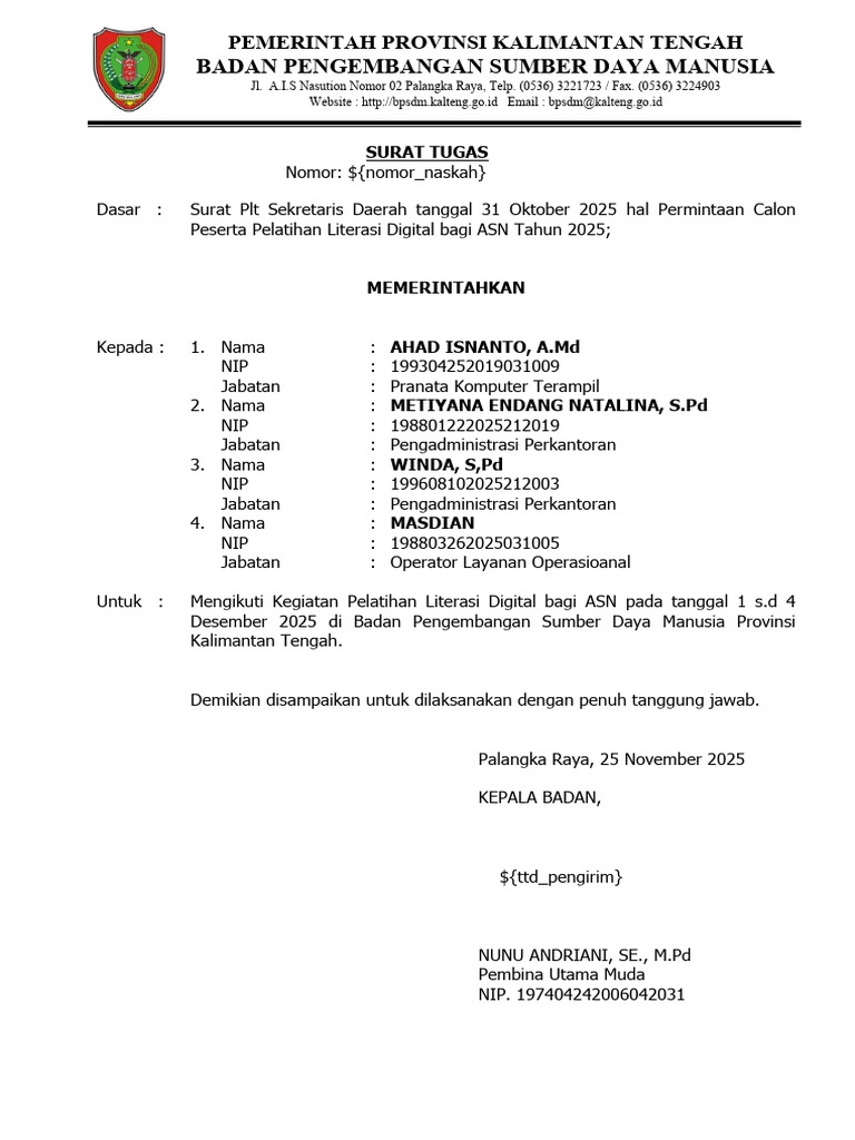 Surat Tugas Literasi Digital | PDF