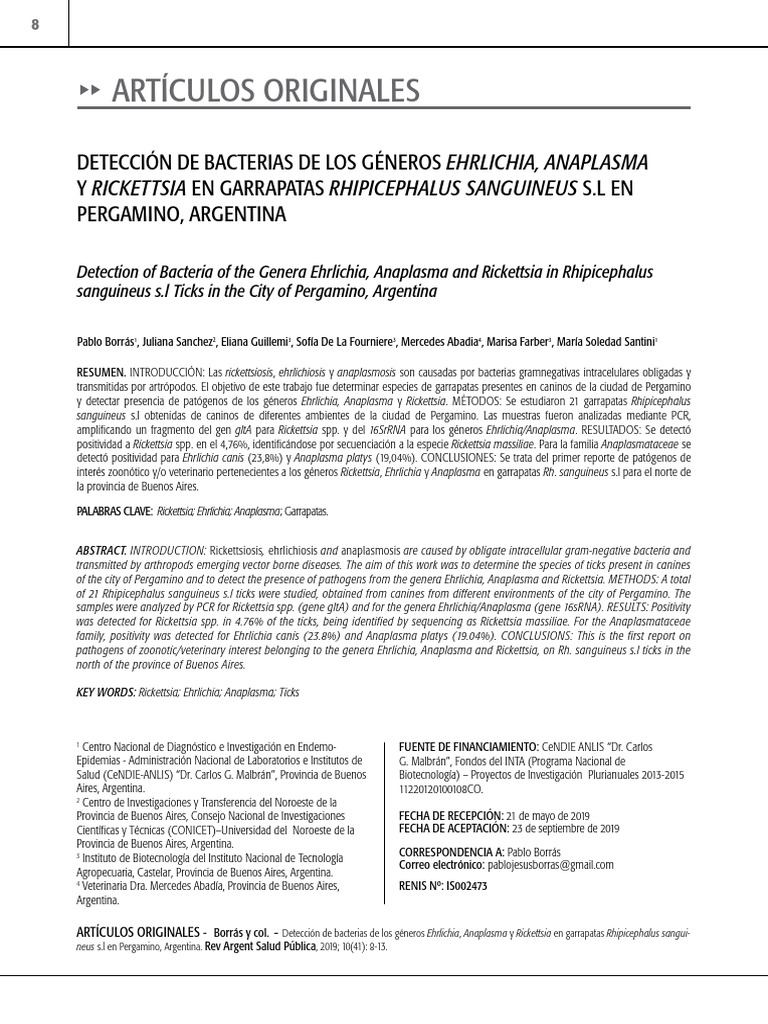 Borrás Et Al 2019 Garrapatas 1853-810X-Rasp-10!41!8 | PDF | Reacción en ...