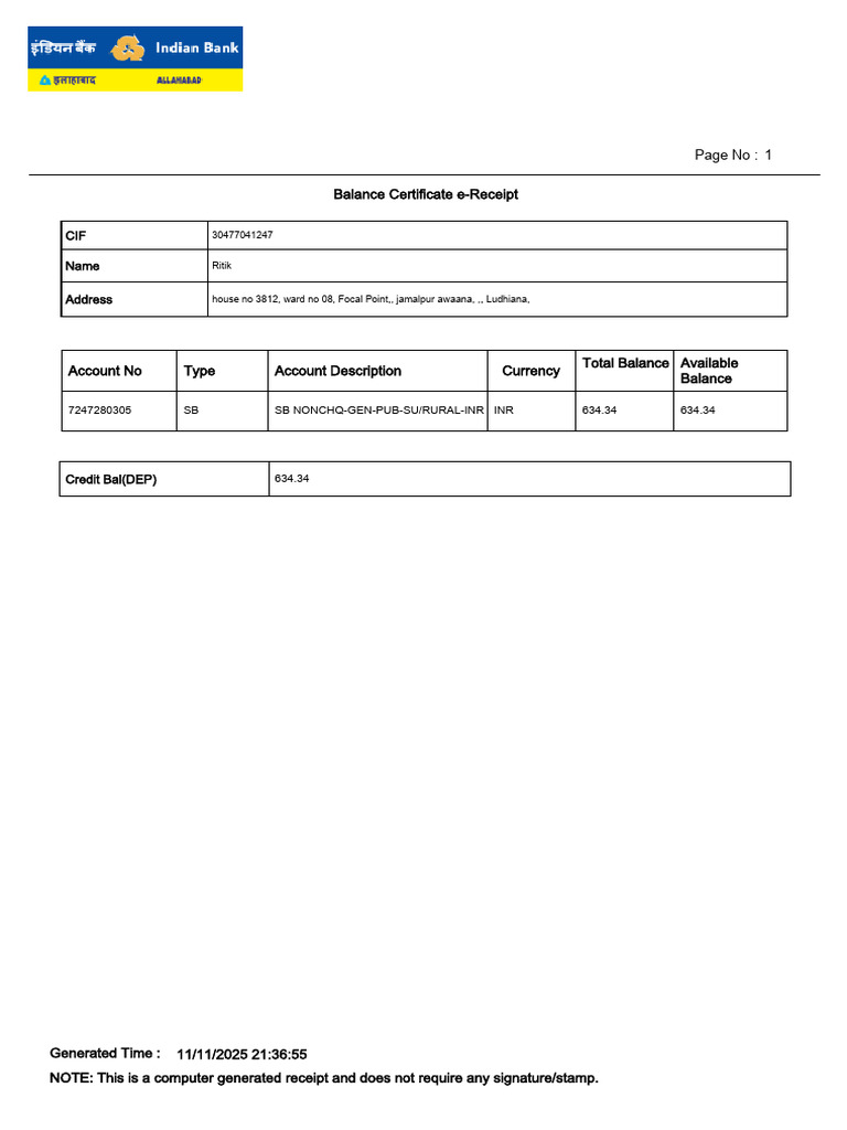 Balance Certificate - 11-11-2025 21 - 36 - 56 | PDF