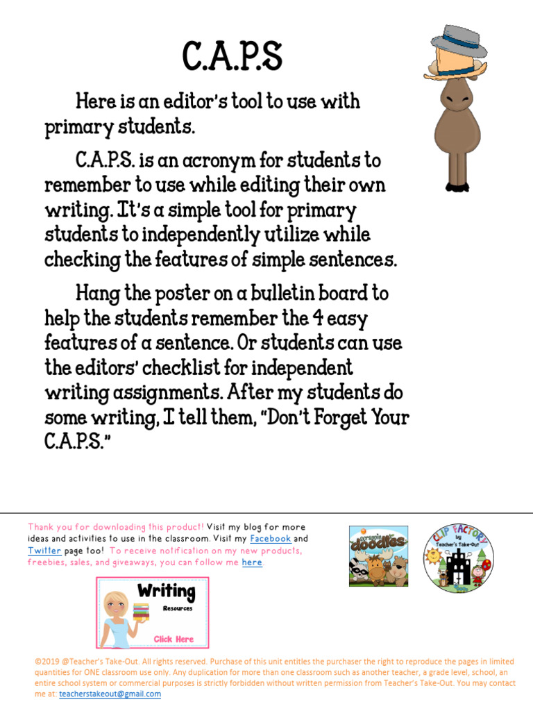 C.A.P.S. Editing Tool for Kids | PDF | Language Mechanics | Written ...