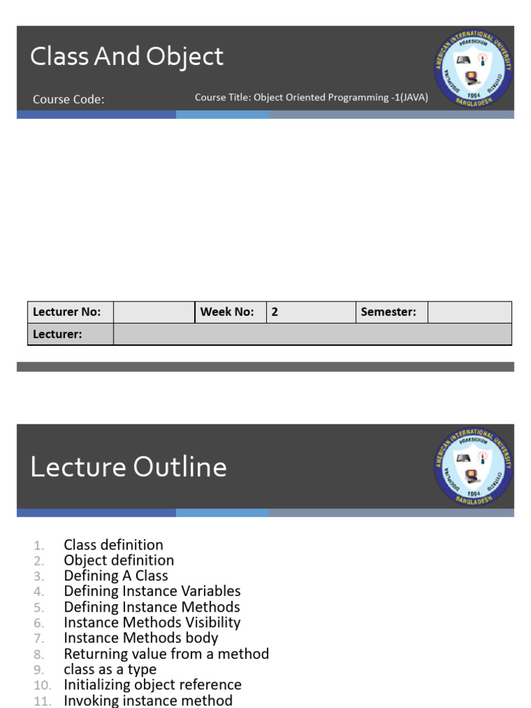 Lecture 2.2 - Class and Object New (1) | PDF | Programming ...