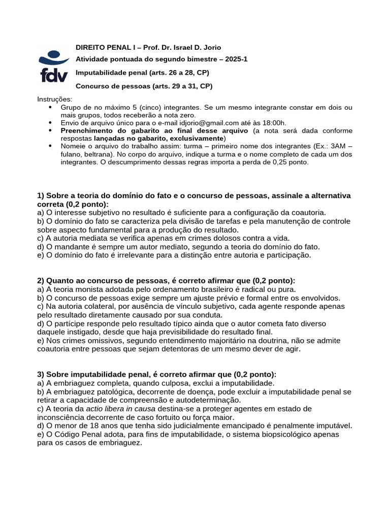 2025615_14451_Prova%2BOnline%2BPenal%2B%2BI%2B-%2B2025-1 | PDF | Crimes ...