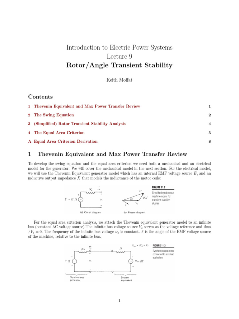 Rotor Transient Stability in Power Systems | PDF | Torque | Electric ...