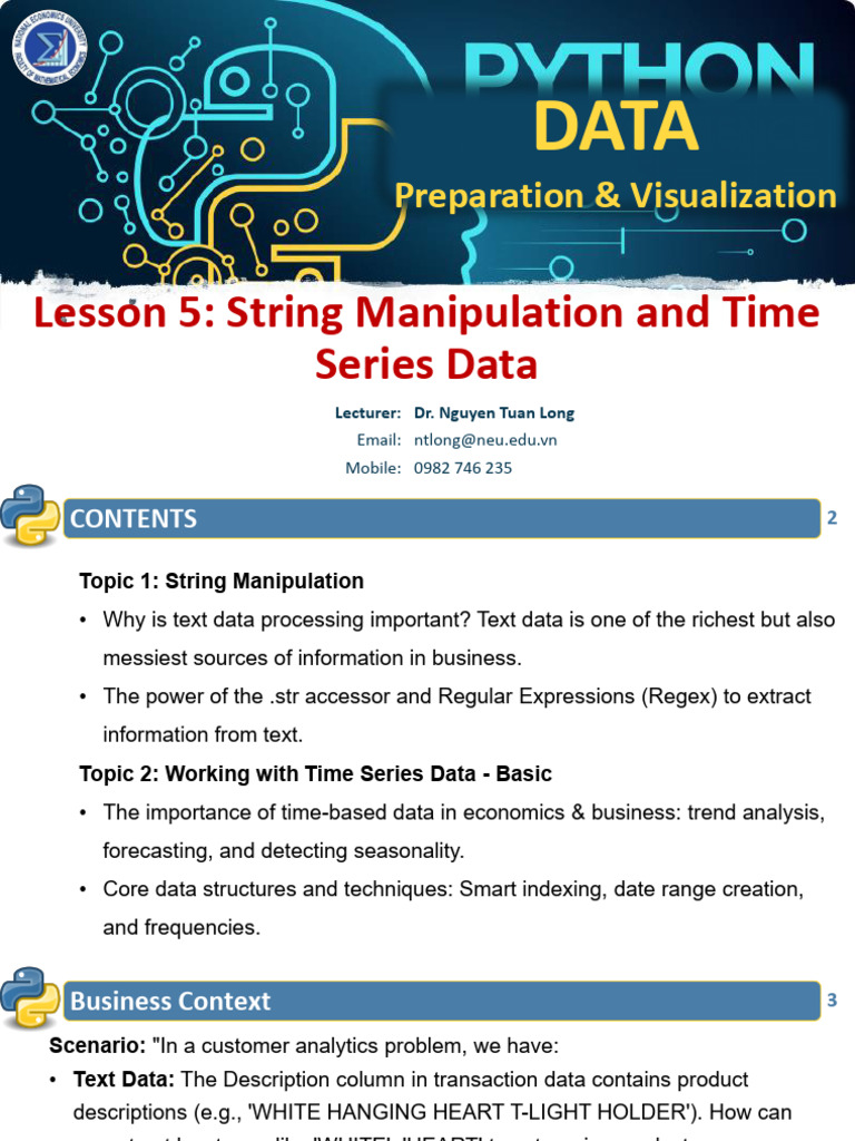 Lesson 5 String Manipulation and Time Series Data | PDF | Regular Expression | Data