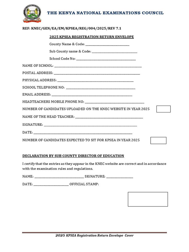 2025 KPSEA Return Envelope | PDF
