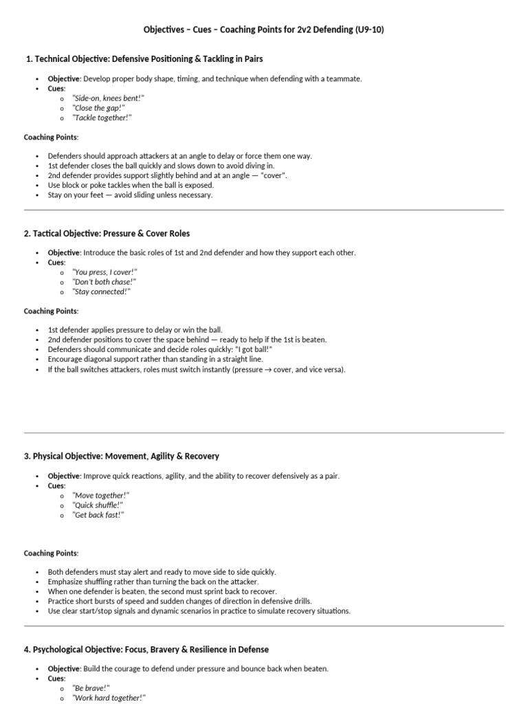 2v2 Defending Strategies for U9-10 | PDF | Defender (Association Football)