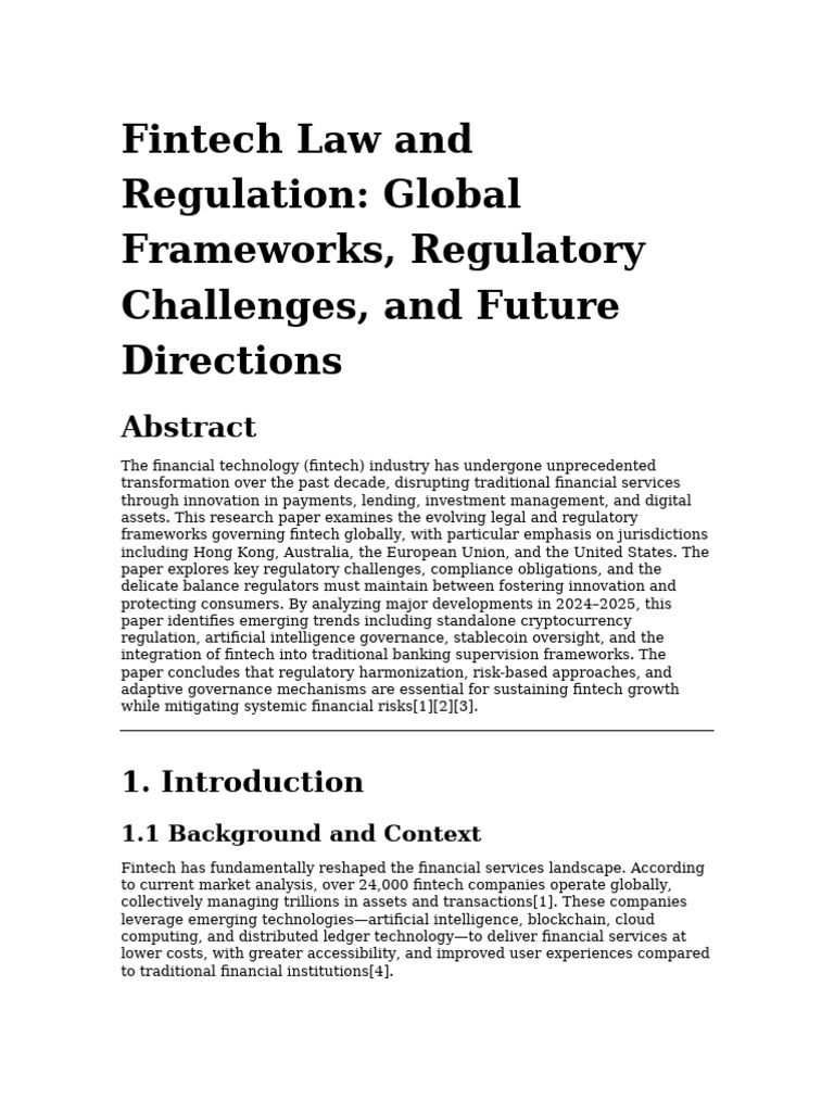 Fintech Lawand Regulation Paper | PDF | Finance & Money Management ...