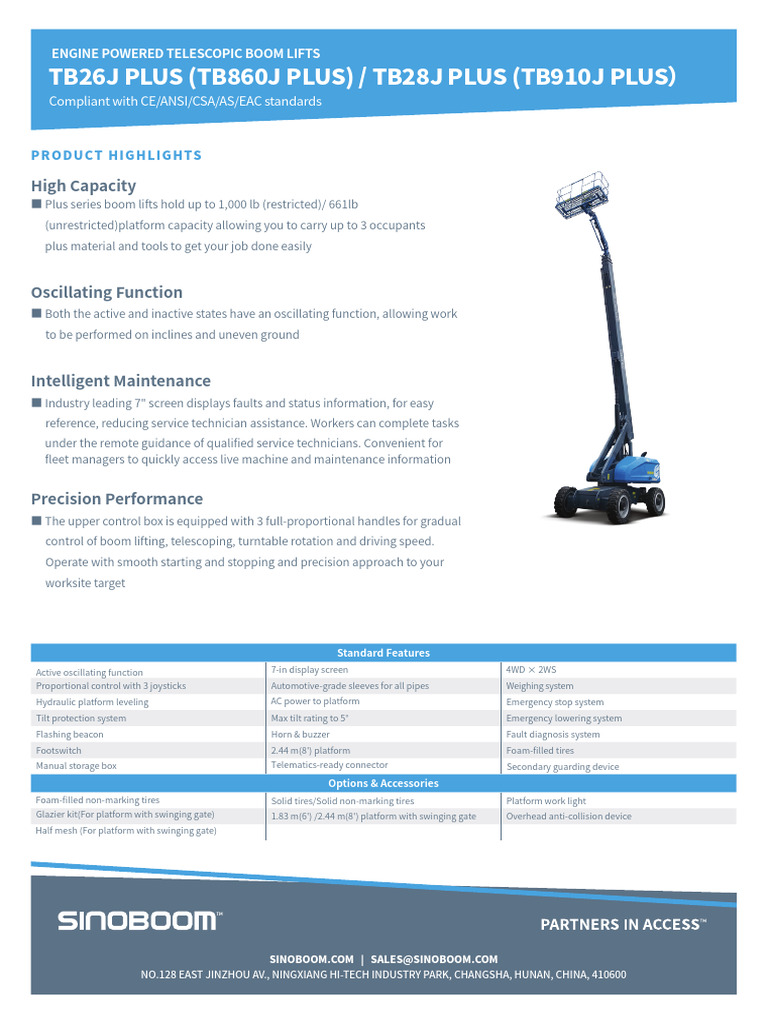 Engine-Powered Telescopic Boom Lifts | PDF | Automotive Industry ...