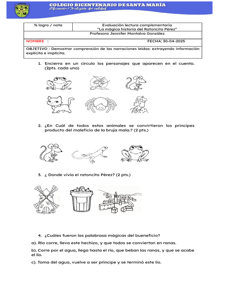 Evaluacion Ratoncito Pérez | PDF