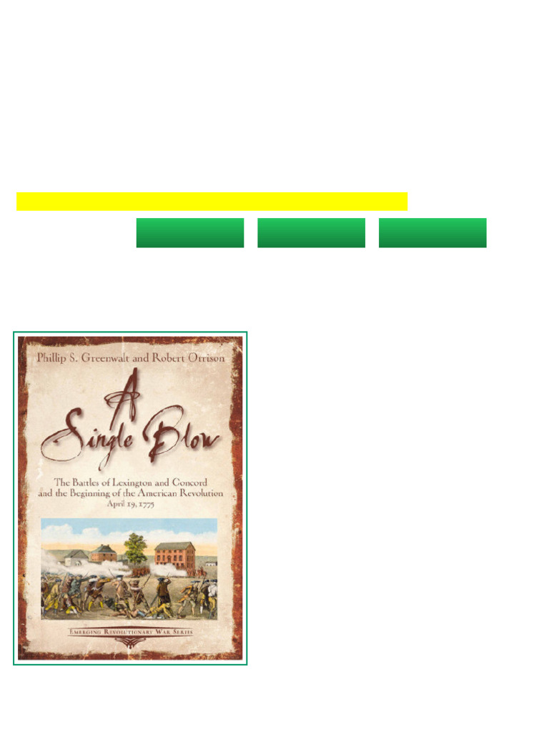 (Ebook) A Single Blow: The Battles of Lexington and Concord and the ...