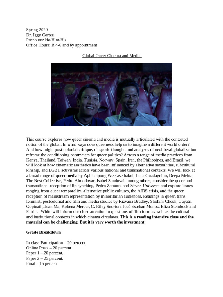 CMA Global Queer Cinema and Media (Revised) | PDF | Academic Integrity