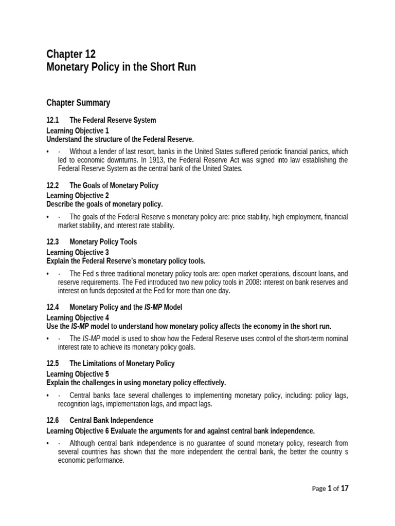 L9-Monetary Policy in The Short Run | PDF | Federal Reserve | Interest ...