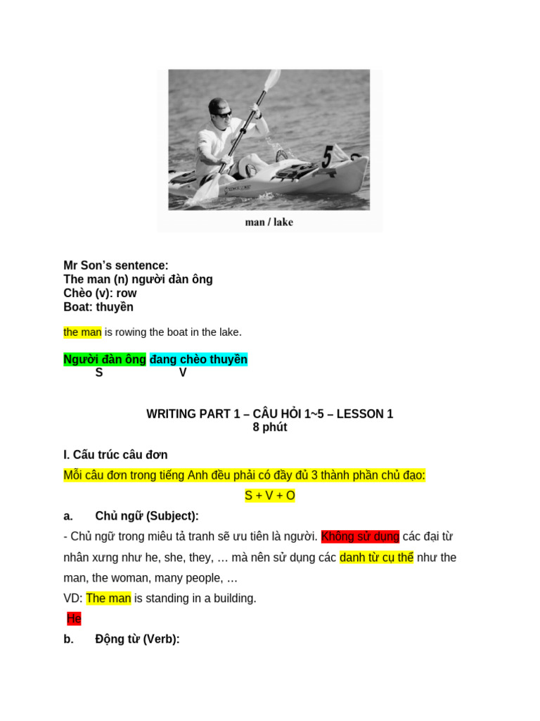 Writing Part 1 - Lesson 1 | PDF