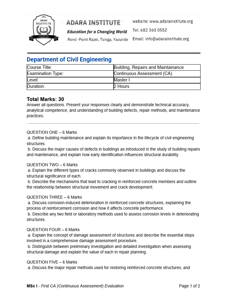 MSC CA - Building, Repairs and Maintainance | PDF