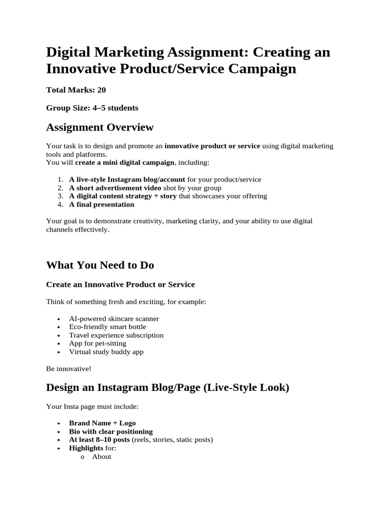 Digital Marketing Campaign Assignment Guide | PDF | Digital Marketing ...