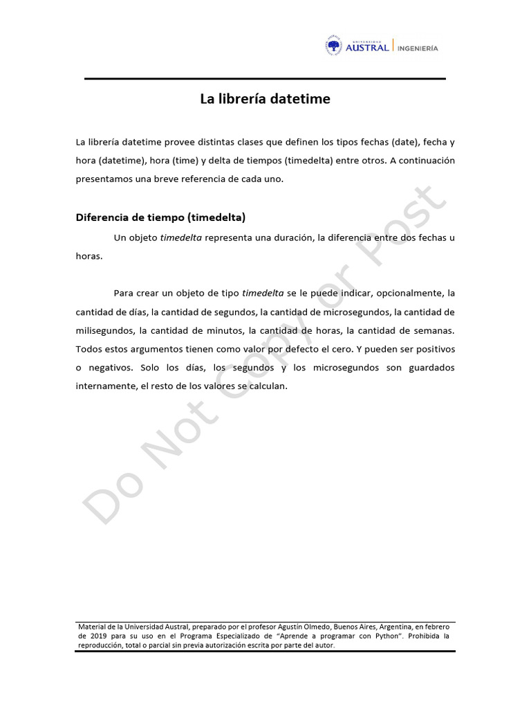 La librería datatime - Manual de uso en python | PDF | Objeto ...