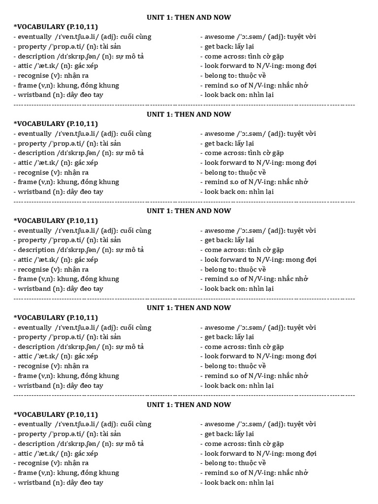 Vocab UNIT 1 Lesson 1+2 | PDF