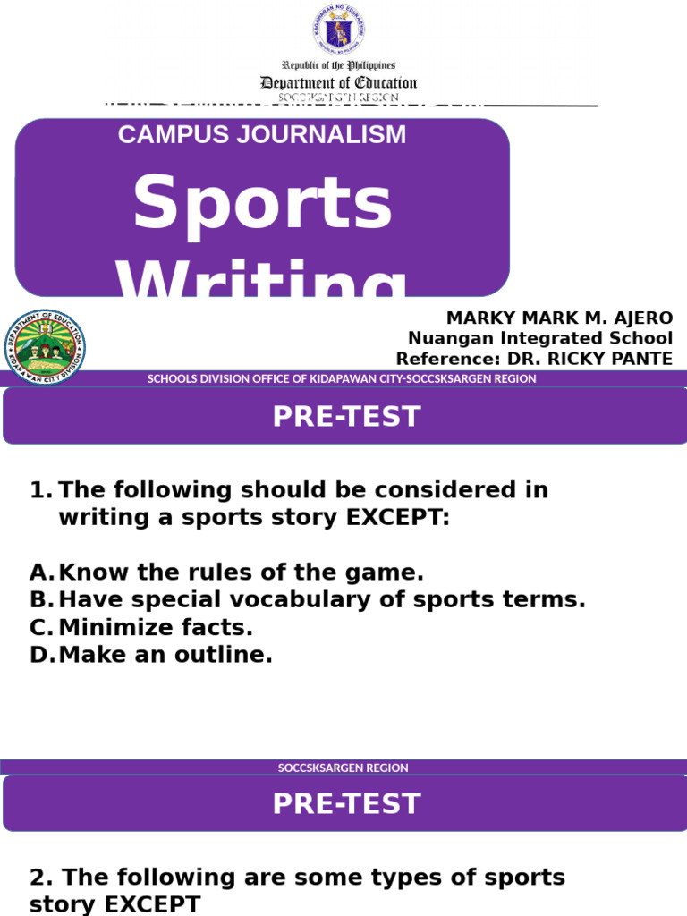 Sports Writing Workshop Guide | PDF | Sports