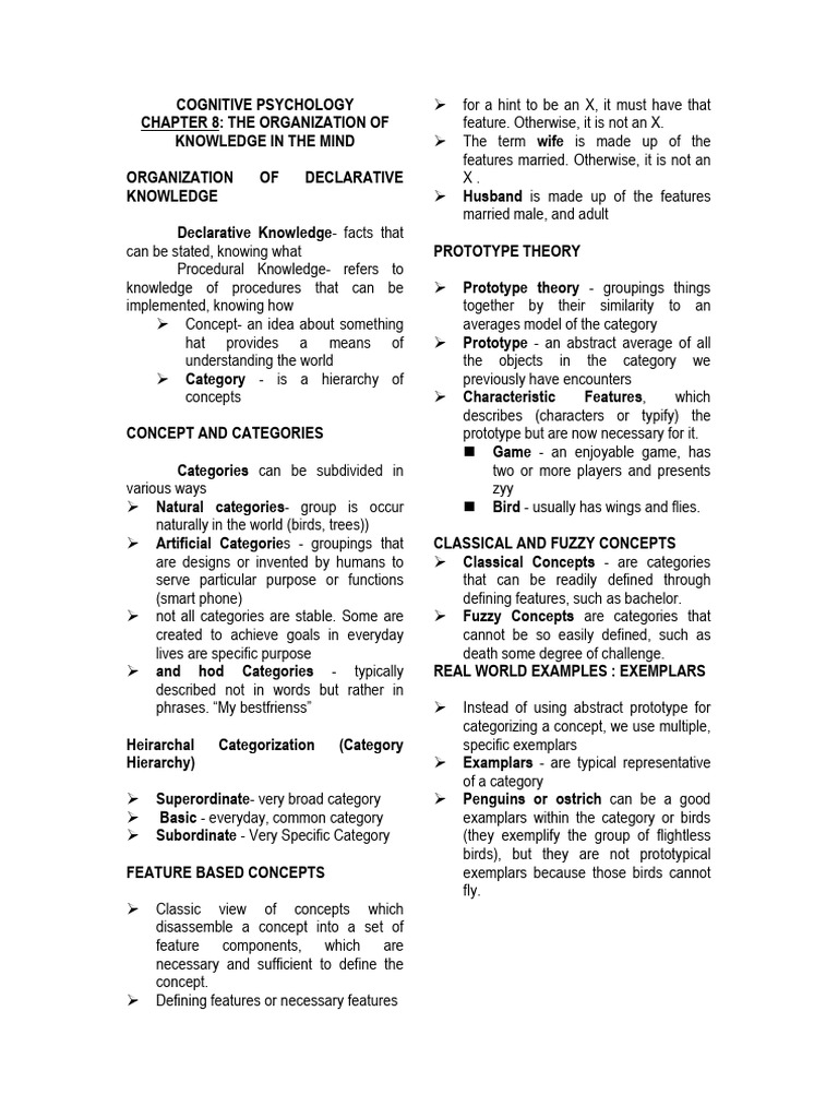 Organizing Knowledge in Cognitive Psychology | PDF | Concept | Knowledge