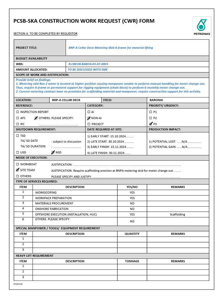 CWR Bnpa Metering A-Frame Request | PDF