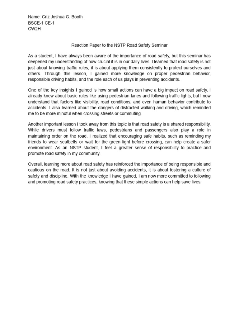 Insights from NSTP Road Safety Seminar | PDF