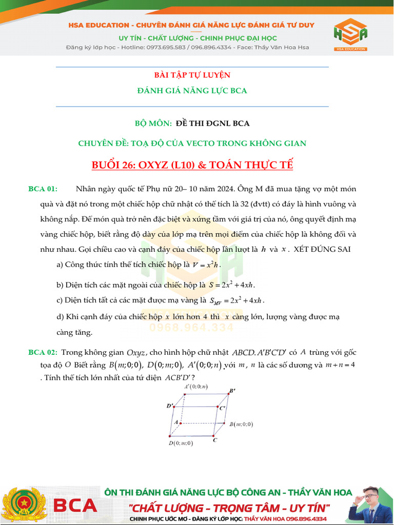 - BUỔI 26 OXYZ (L10) & TOÁN THỰC TẾ | PDF