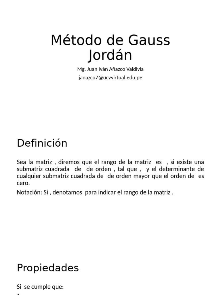 Método de Gauss-Jordán en Matrices | PDF | Matriz (Matemáticas ...