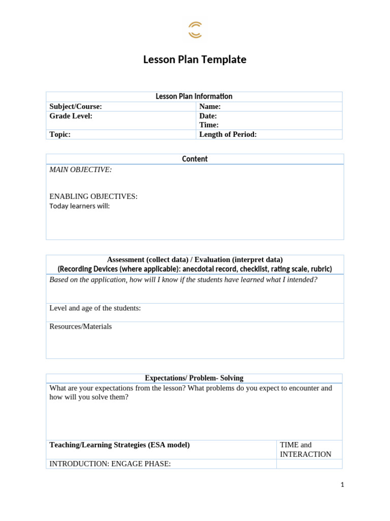 Lesson Plan Template | PDF