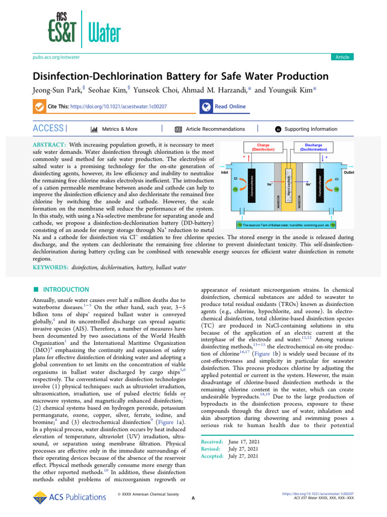 Disinfection-Dechlorination Battery System | PDF | Chlorine | Disinfectant