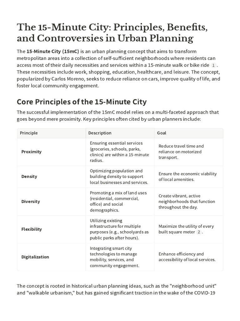 15-Minute City: Principles & Controversies | PDF | Environmental Design ...