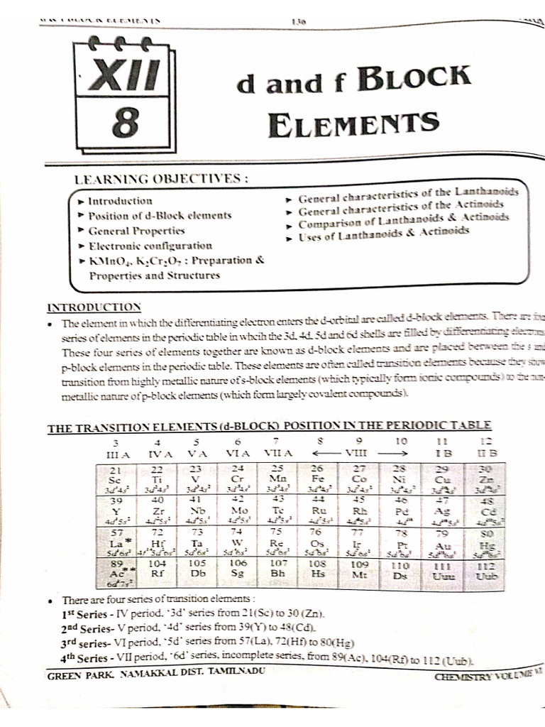 (GP) D and F Block Elements (@gojo - Neet - Bot) | PDF