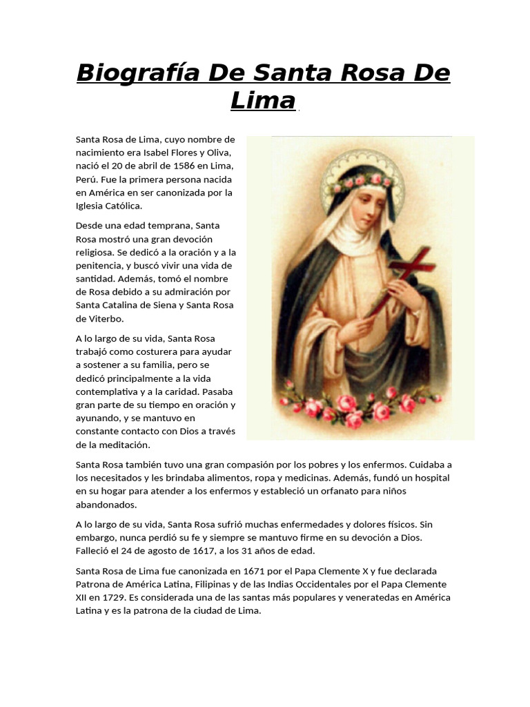 Biografía de Santa Rosa de Lima | PDF