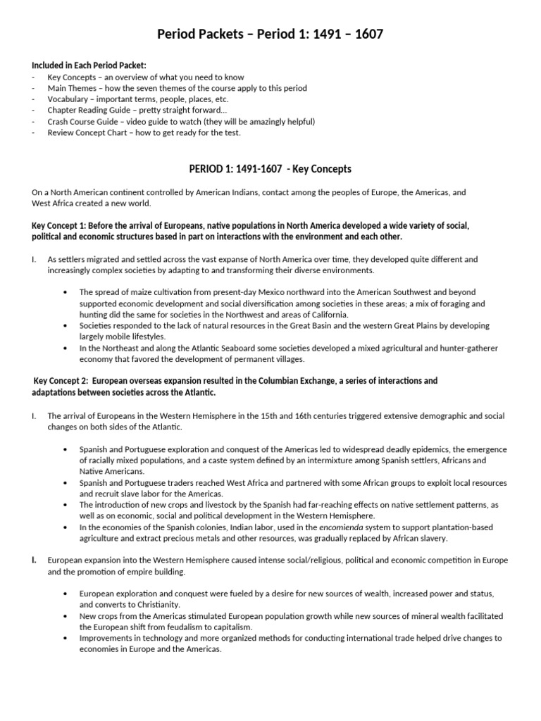Period Packet 1 - APUS | PDF | Spanish Colonization Of The Americas ...