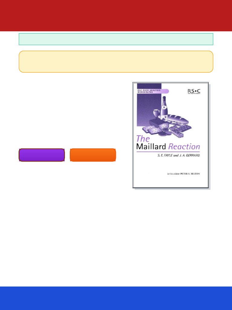 The Maillard Reaction 1st Edition S.E. Fayle Ebook Modern Layout ...