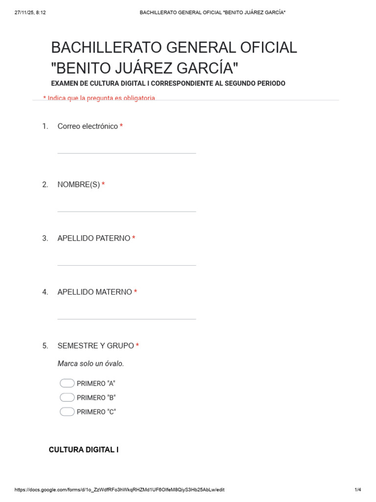 Examen de Cultura Digital I Bachillerato | PDF | Software libre | Red ...