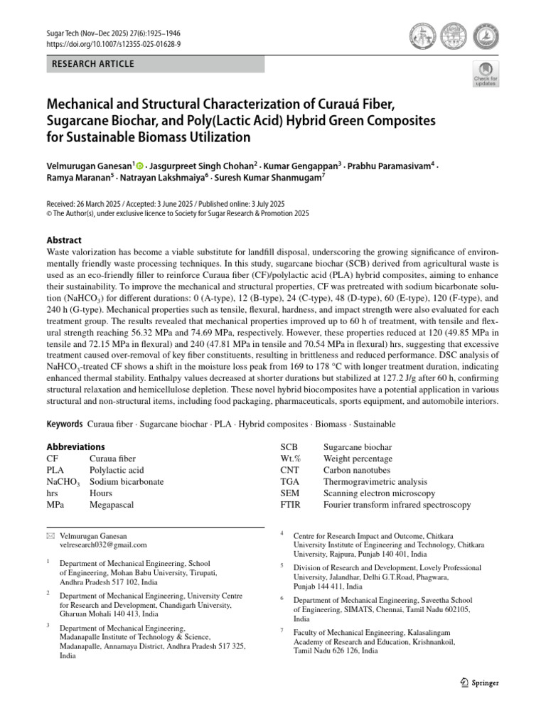 Curauá Fiber and Biochar Hybrid Composites | PDF | Composite Material ...