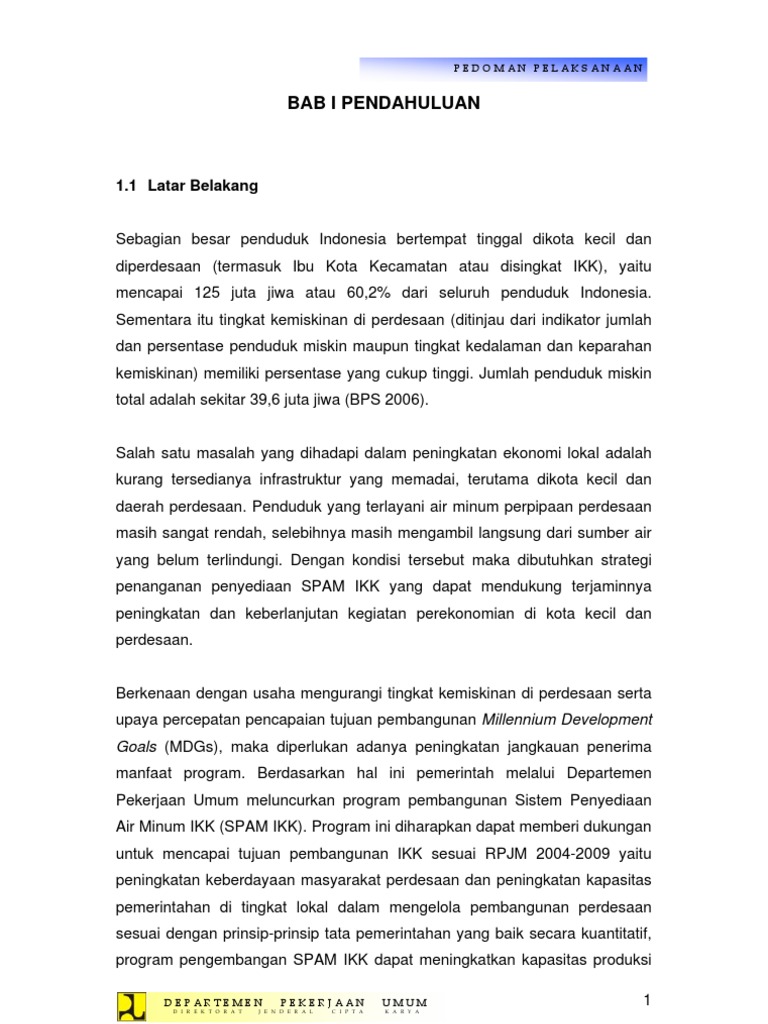 Pedoman Pelaksanaan SPAM IKK | PDF