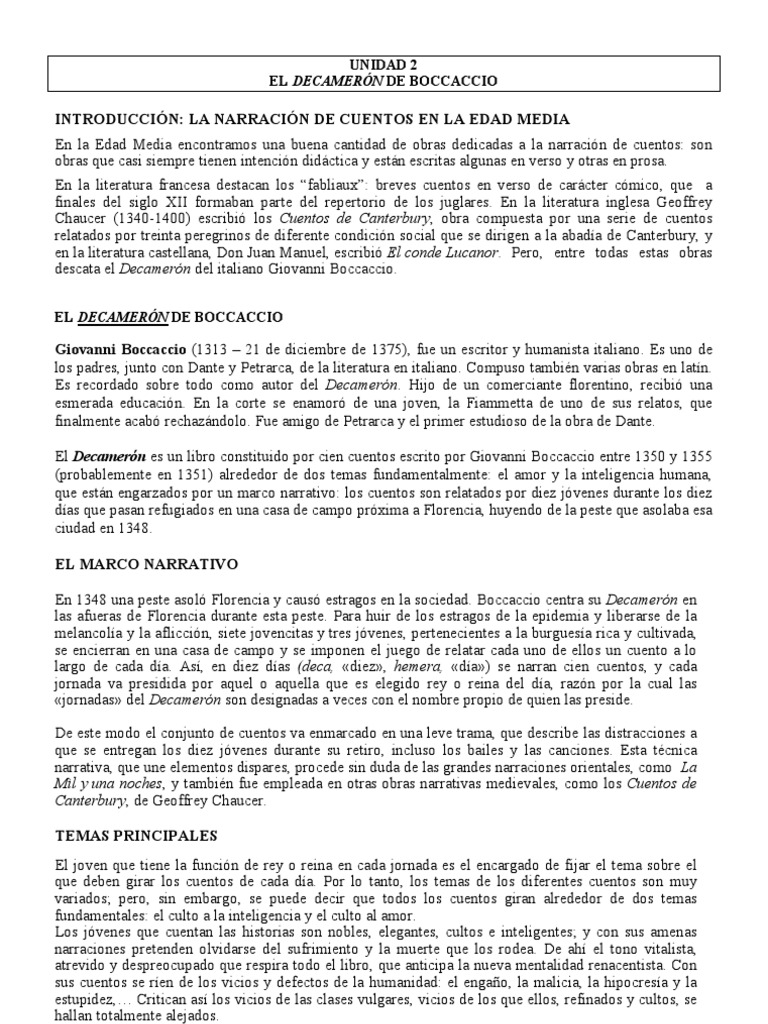 El Decameron | PDF | El decameron | Giovanni Boccaccio