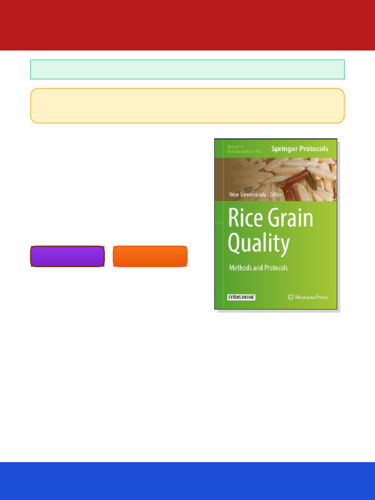 Rice Grain Quality: Methods and Protocols Nese Sreenivasulu Ebook Full ...