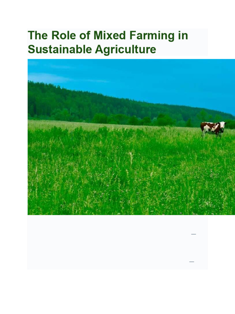 The Role of Mixed Farming in Sustainable Agriculture | PDF ...