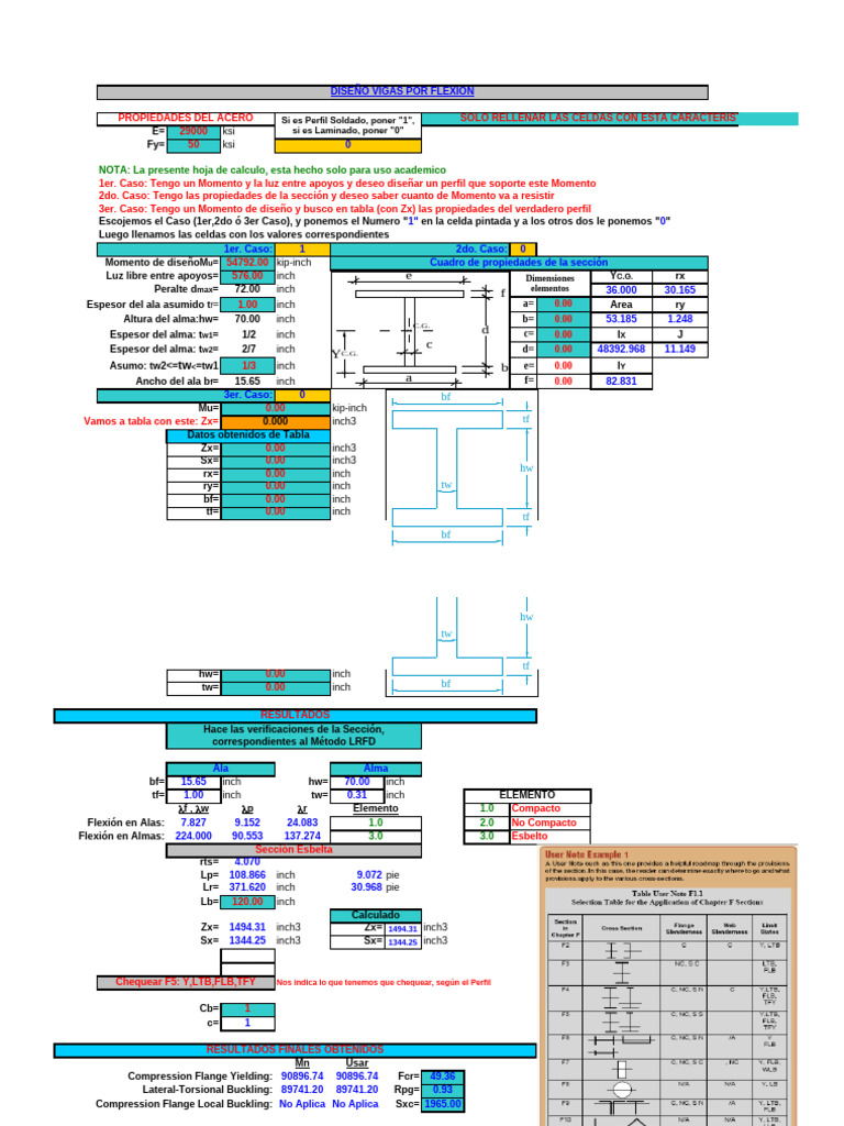 Plantilla ExcelCivilgeeks para el Diseño de Vigas de Acero por flexión | PDF | Ingeniería ...