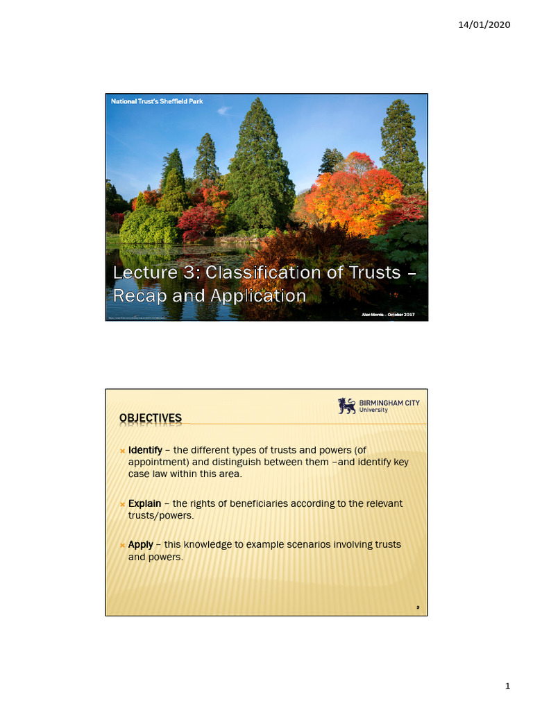 LLB Lecture 3 - The Classification of Trusts - 1 Recap and Application | PDF | English Trust Law ...