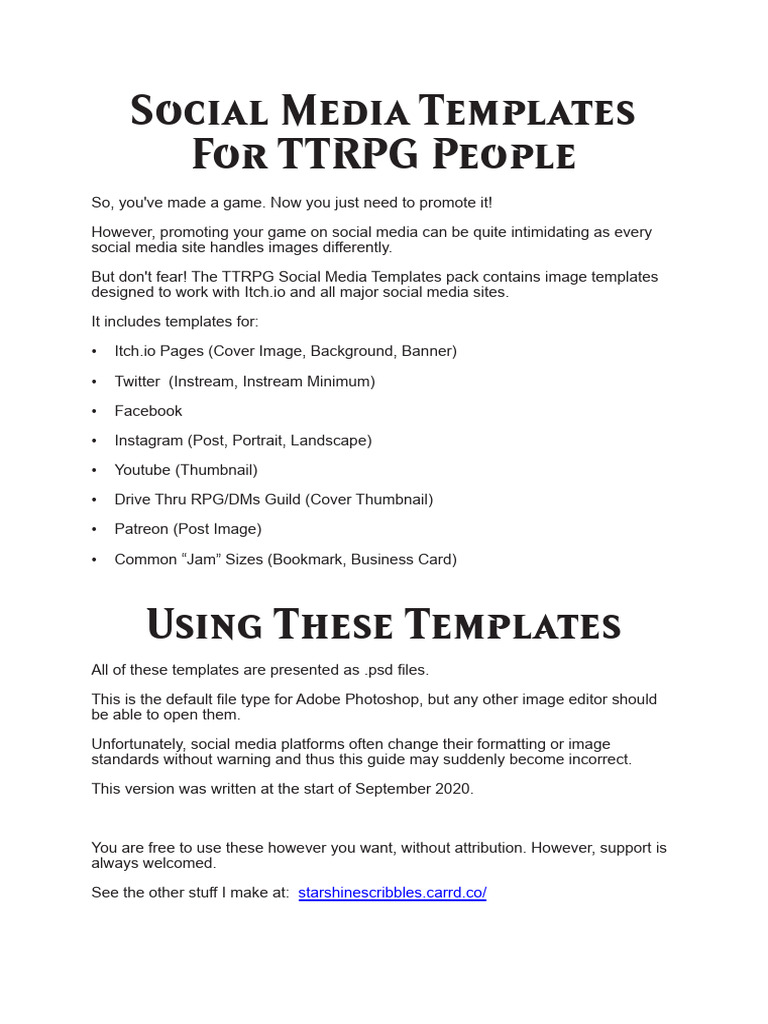 Social Media Templates For TTRPG People | PDF | Adobe Photoshop | Computing