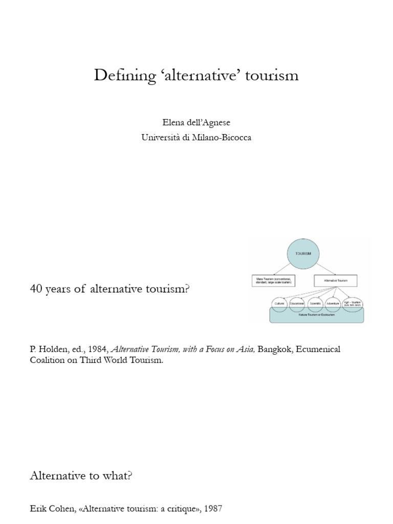 Defining Alternative' Tourism by Elena Dell'Agnese | PDF | Tourism ...